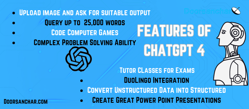 Features of ChatGPT-4 - Doorsanchar